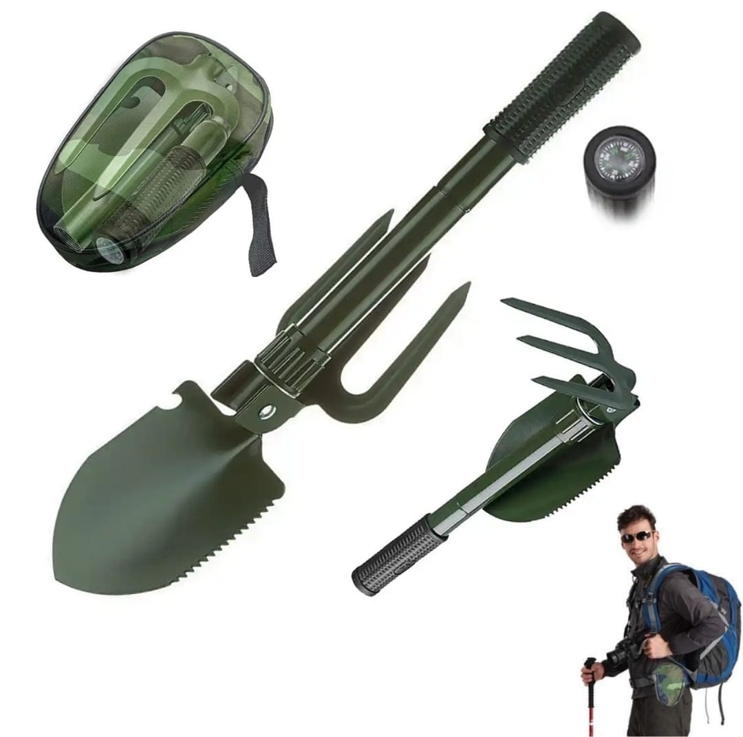 Pelle Pioche De Camping Pliante Avec Boussole Et Étui