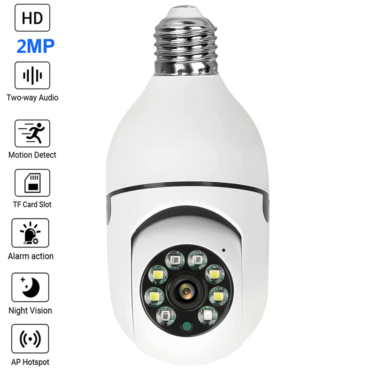 Caméra de Surveillance Ampoule E27 Wifi Sans Fil 360 Degrés