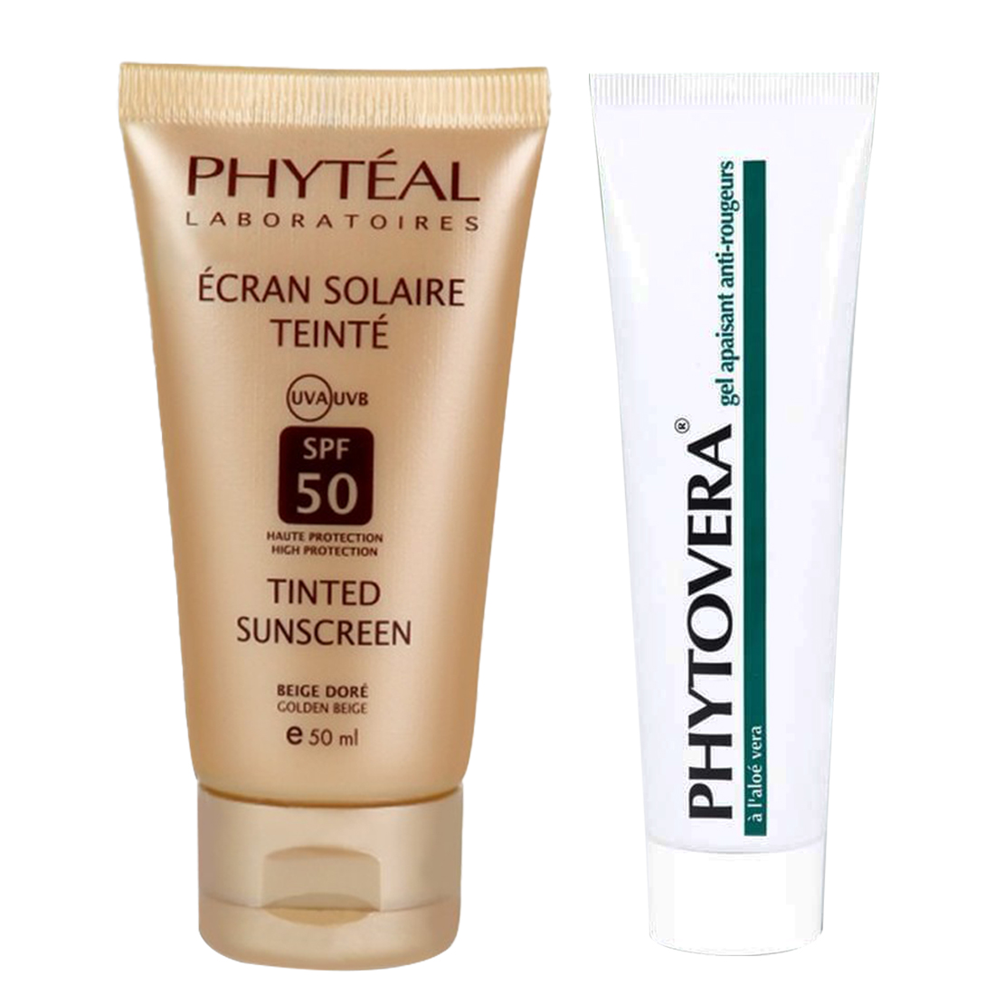 PHYTEAL Coffret Ecran Solaire Teinte Beige Doré SPF50 50ml + Phytovera ...