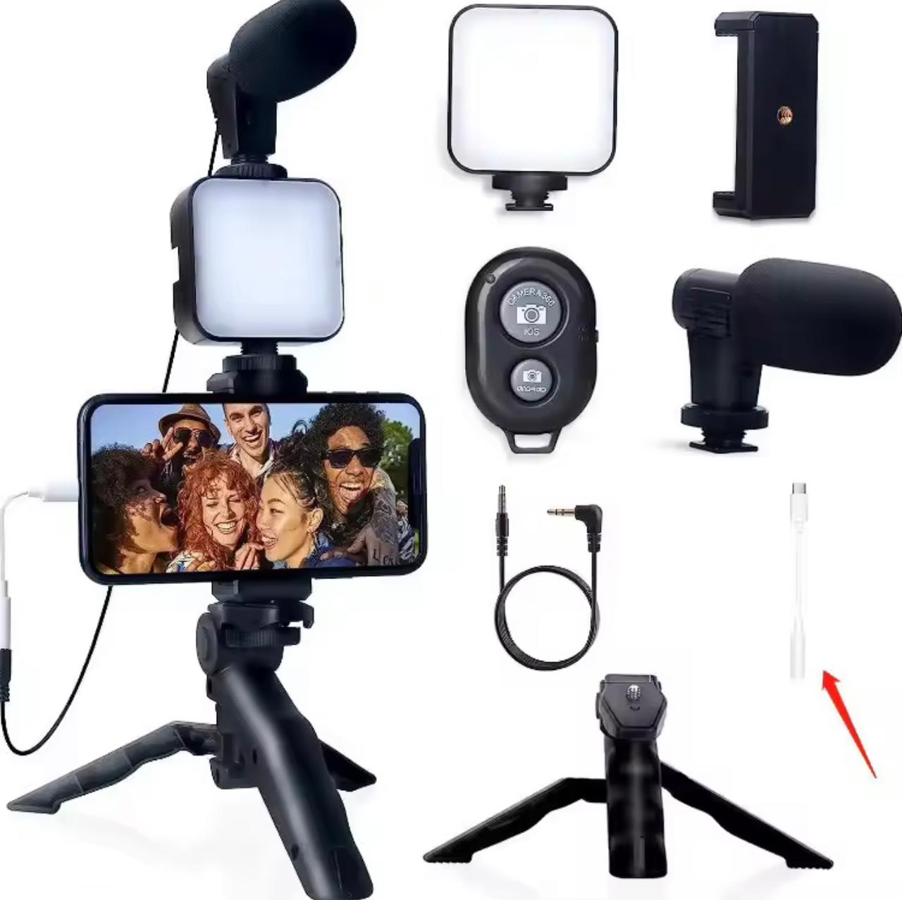 Kit Vidéo Trépied Avec Microphone et Lumière Avec Télécommande