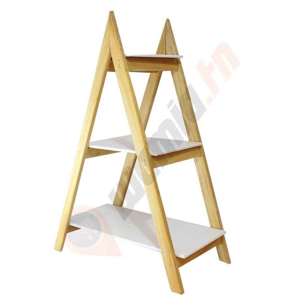 Étagère échelle en bois forme triangle 3 planches de rangement pour ...