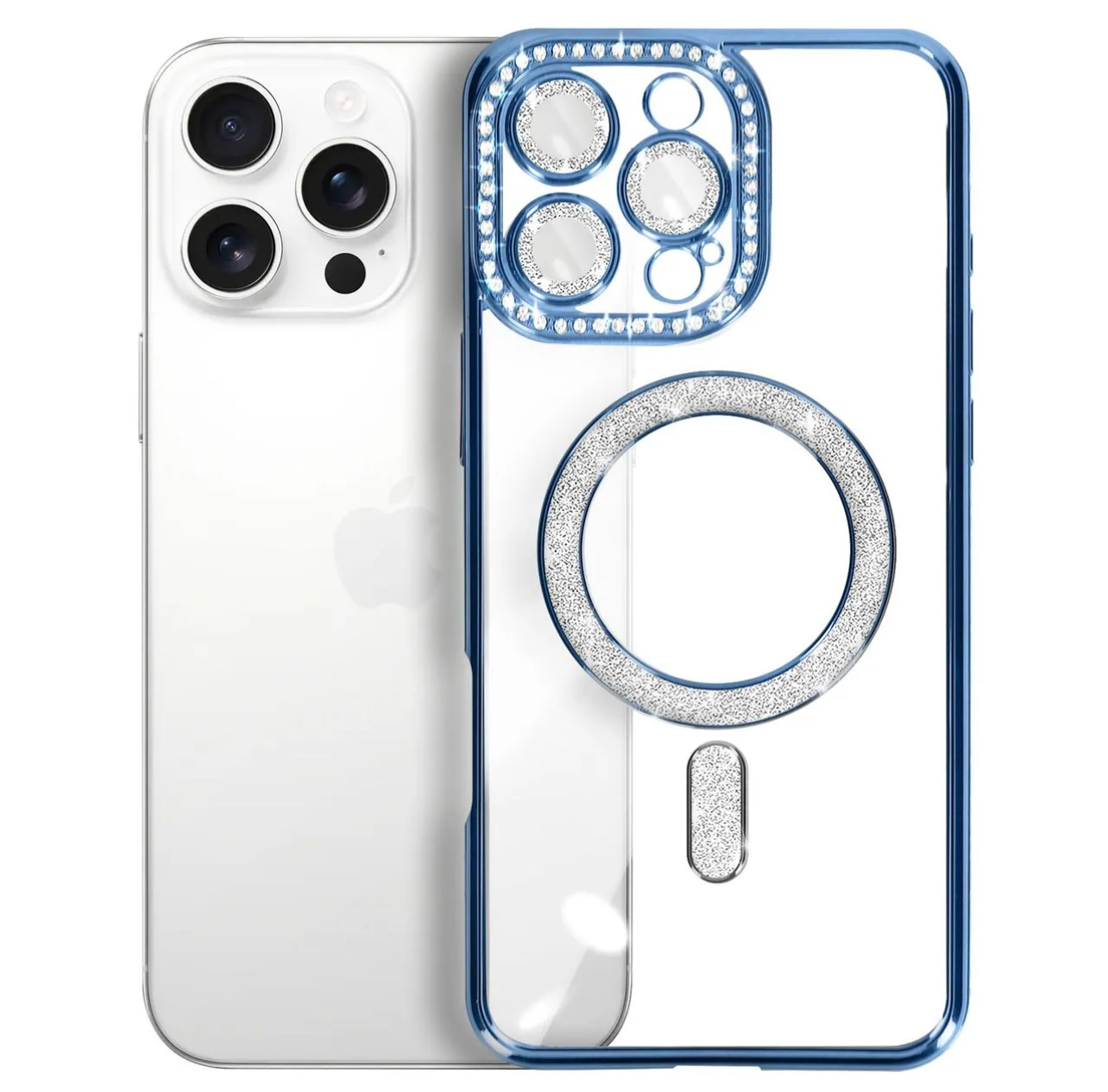 Coque pour iPhone 16 Pro Max Diamant MagSafe Bleu