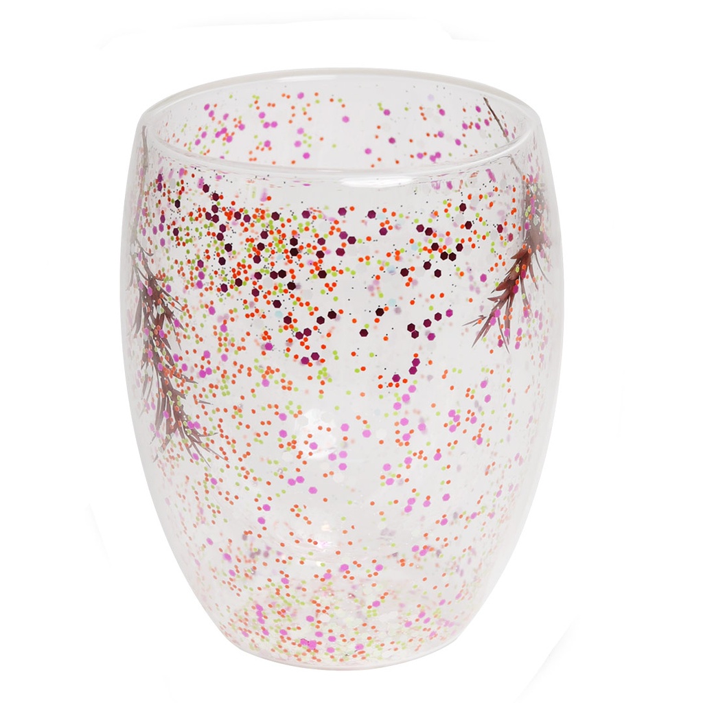 Tasses Double Paroi Motif Paillette Fleur Séchée