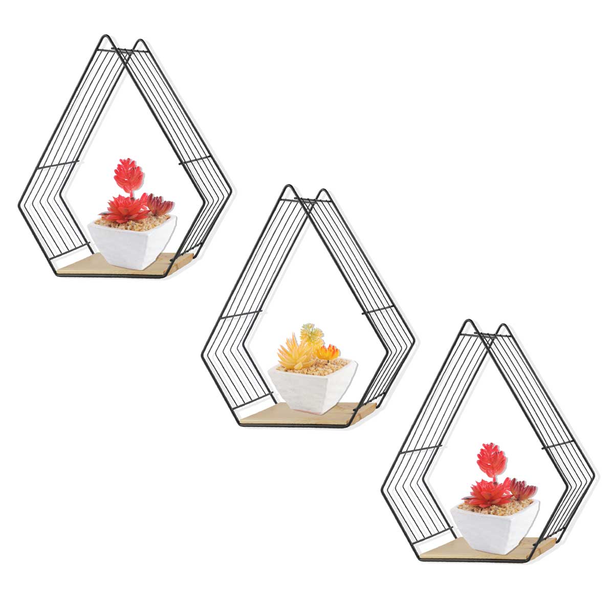 Pack De 3 Etagères Pyramide Mural En Métal - Noir pour 86,400 DT