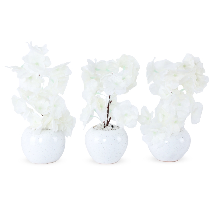 Série de 3 plantes Blanc cassé artificielles avec pot céramique ...