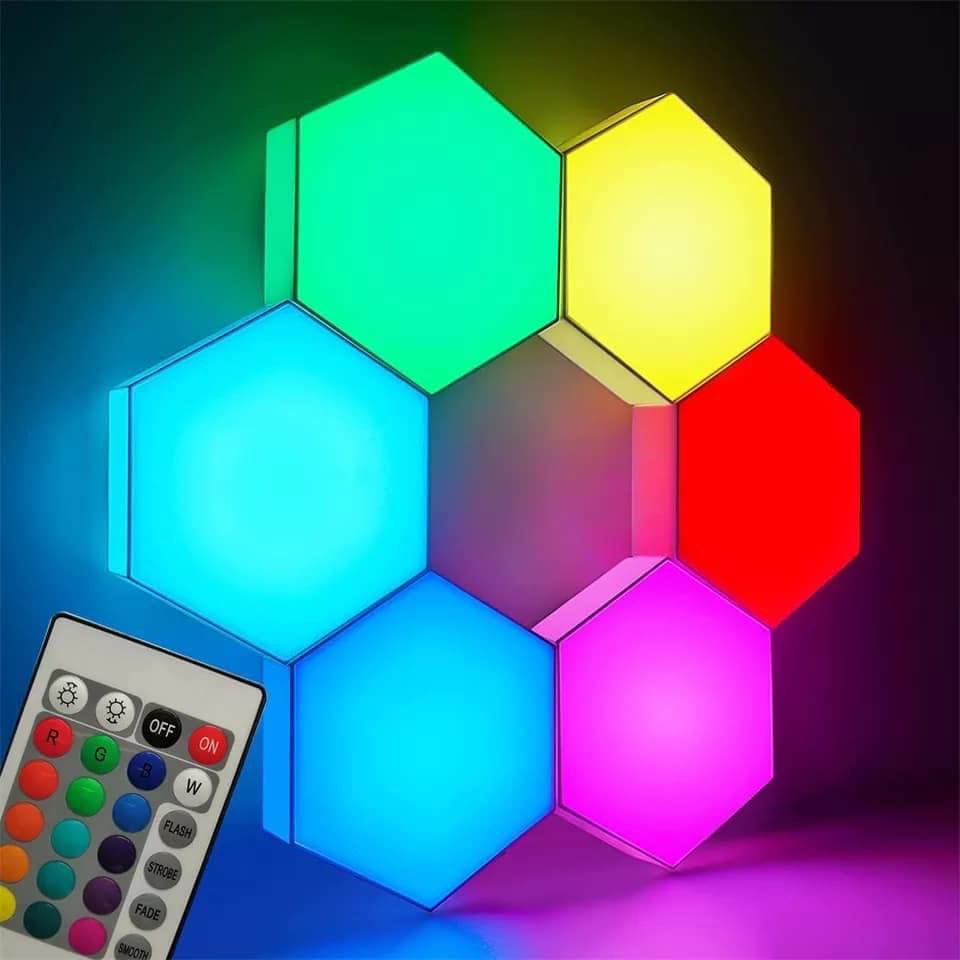 Panneau de 6 LED Mural Intelligent Lumières Hexagonales Contrôle ...
