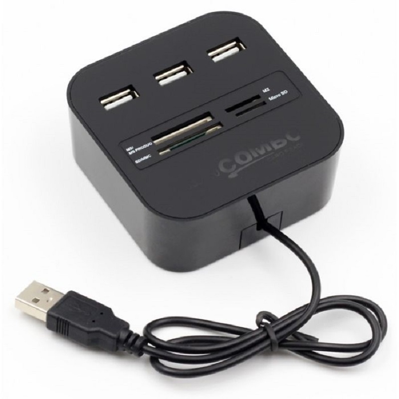 Combo Hub USB - 3 ports - 2.0 - Lecteur de Carte