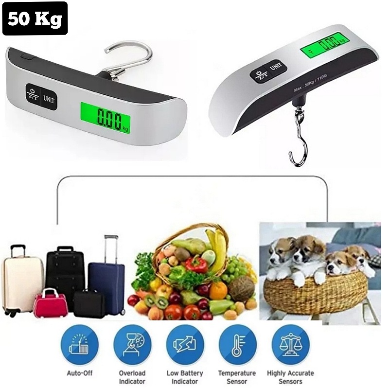 Balance De Bagages Électronique - Max 50 Kg - Écran LCD - Gris & Noir