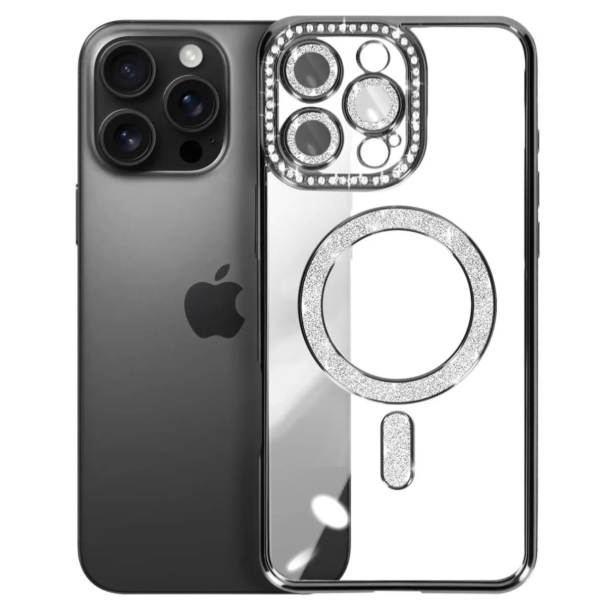 Coque pour iPhone 16 Pro Max Diamant MagSafe Noir