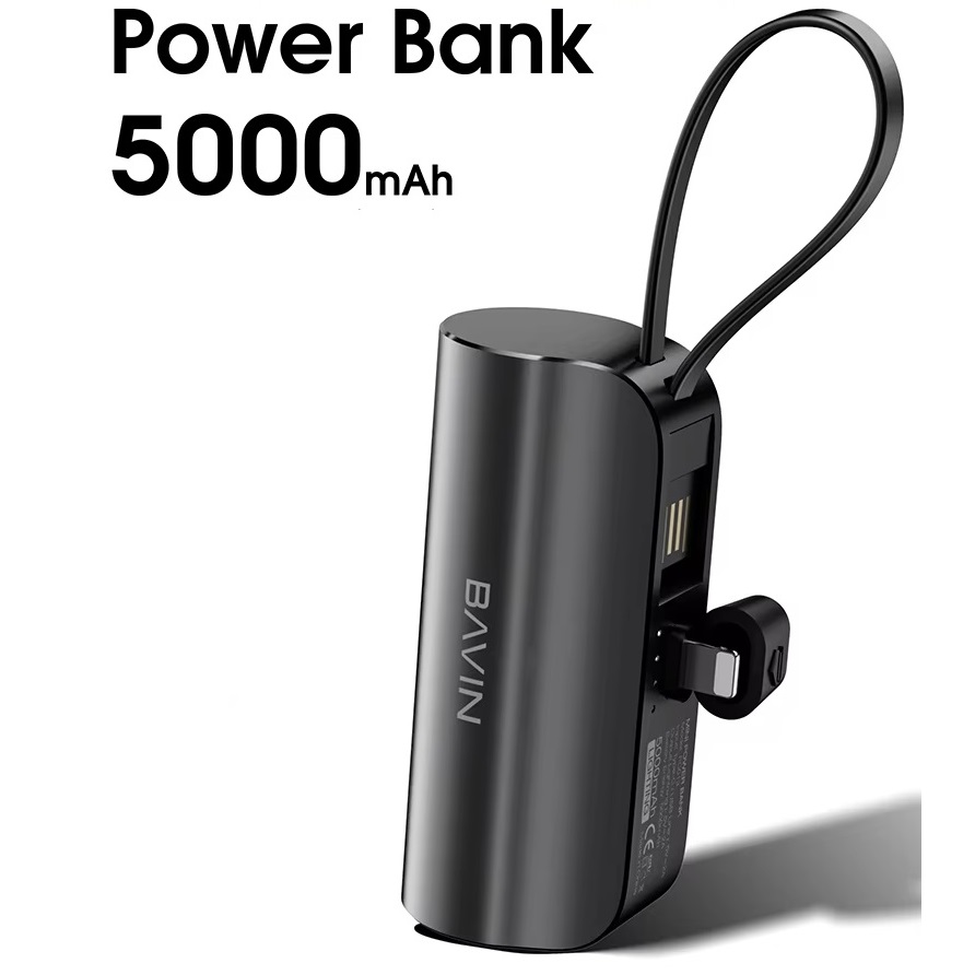 Mini Power Bank Bavin 5000mAh Charge Rapide avec Port Lightning & Câble ...