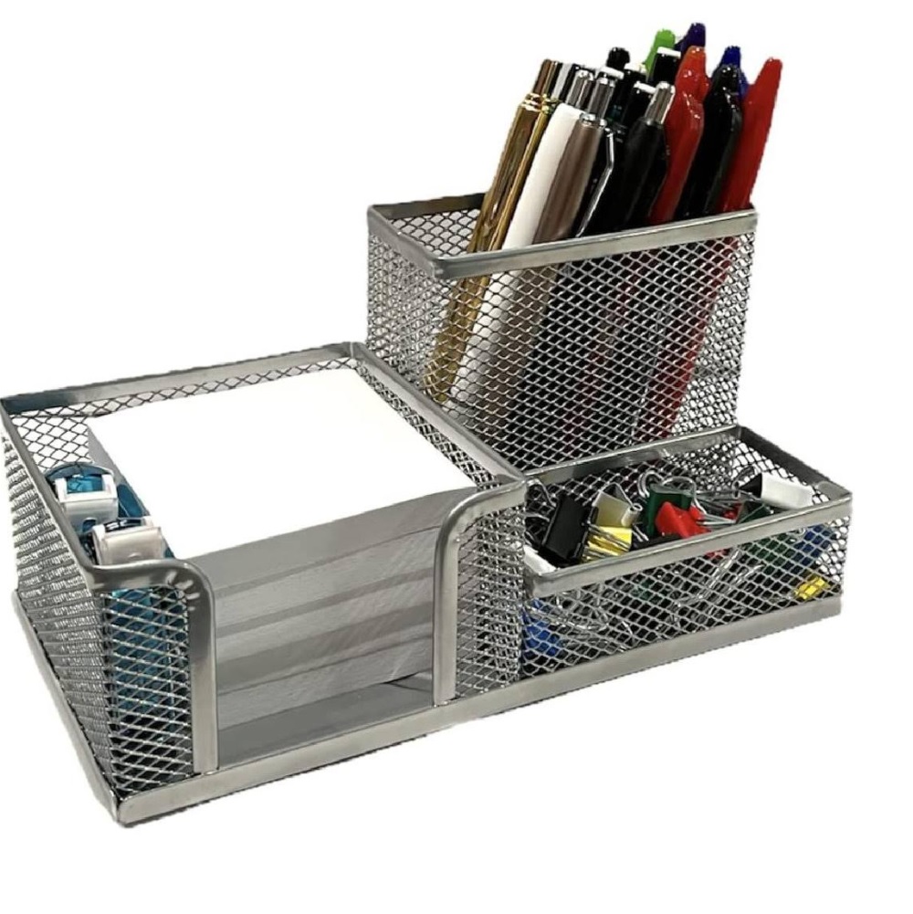Porte Accessoire De Bureau Métallique Gris