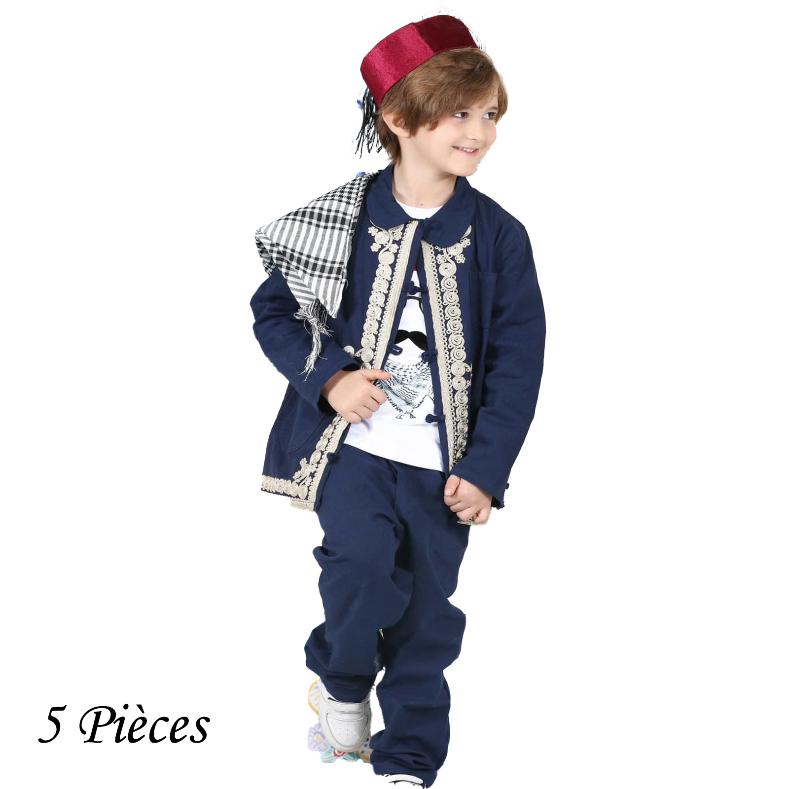 Tenue Dengri Traditionnel Tunisien Pour Garçons 5 pièces