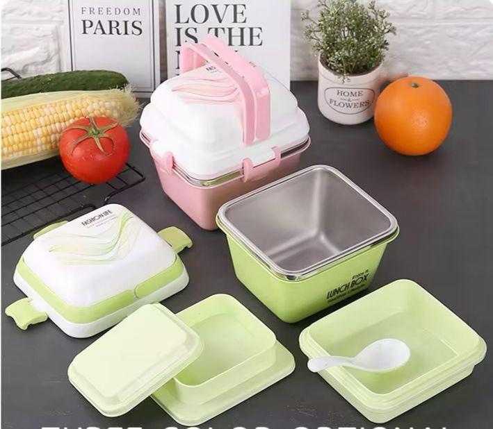 Boite à Gouter Lunch Box Avec 3 Compartiments En Acier Inoxydable Et ...