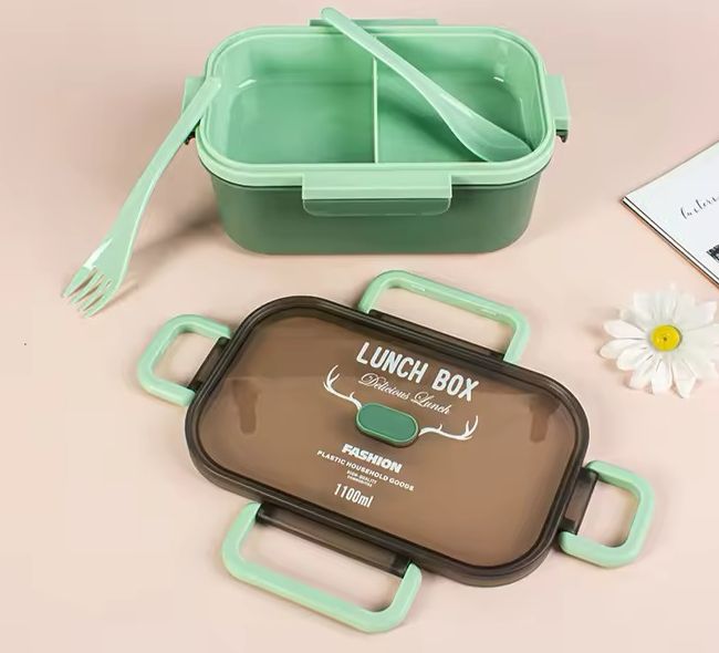 Boîte à Gouter Lunch Box Avec 3 Compartiments et Cuillère et fourchette ...